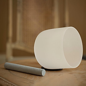 KVKA 8 Inch Crystal Singing Bowl, C Note Root Chakra, Frosted Quartz Sound Bowl,With Carrying Case,Suede Striker (432 hz, C Note Root Chakra)