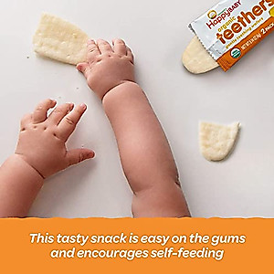 Happy Baby Gentle Teethers Organic Teething Wafers Banana Sweet Potato, Soothing Rice Cookies for Teething Babies Dissolves Easily Organic Gluten Free No Artificial Flavor,0.14 Ounce (Pack of 12)
