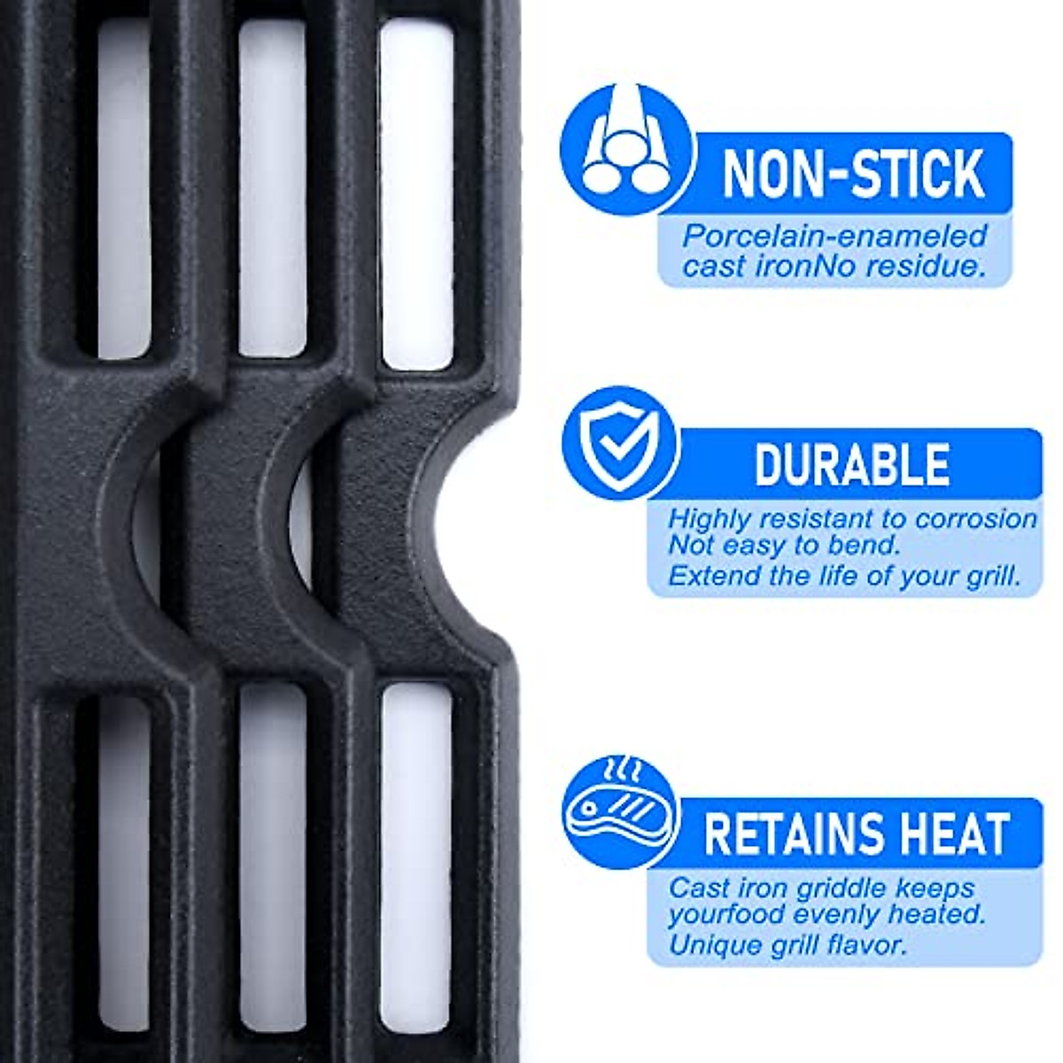 GGC 16 7/8" Grill Grates Replacement for Charbroil 463420508, 463420509, 463420511, 463436213, 463436214, 463440109, 463441312, Master Chef, Thermos and Backyard, 3 PCS 16 7/8 x 9 5/16 Cooking Grids