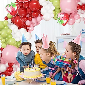 Strawberry Balloon Arch, Strawberry Balloon Garland With Red Pink Green Latex Balloons and Strawberry Foil Balloons, Strawberry Balloon Arch Kit for Girls Birthday Strawberry Party Decorations