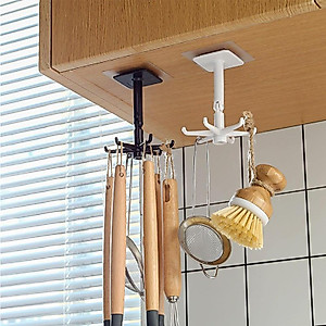 Lakemesure Rotating Folding Hook for Kitchen Utensils, Rotating Folding Hook, Probablei 360° Rotating Folding Hook, Kitchen Utensil Holder 360 Degrees Rotating Folding Hook (White,2pcs)