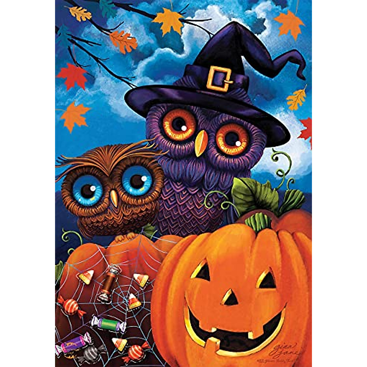 Happy Halloween Owls Garden Flag Jack o'Lantern 12.5" x 18" Briarwood Lane