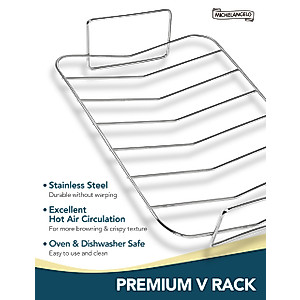 MICHELANGELO Carbon Steel Roasting Pan with Rack, Turkey Roasting Pan 15 Inch x 11 Inch, Nonstick Turkey Roaster Pan with Stainless Steel Rack, Induction Compatible