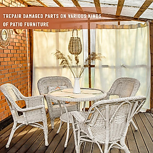 Kigley 2 Bundles 120 ft Wicker Repair Kit Round Synthetic Rattan Weaving Material White Plastic Wicker Repair Supplies Replacement Basket Weaving Kit for Patio Chair Sofa Furniture DIY