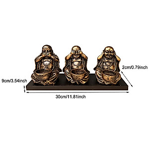 3pcs Home and Gifts Triple Buddha Statue Zen Garden ~Candle Holder Gift Tea Light Buddha Statue Meditating(Bronze,Size:Types:A)