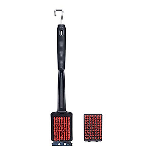 Farberware 5261919 Barbecue Large Grill Brush with Replacement Head, 19-Inch, Black and Red