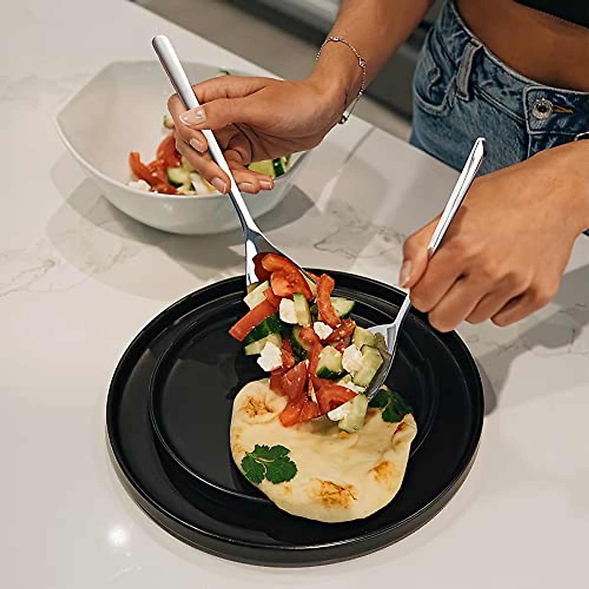 AYFDISHS Serving Spoons 6 Pieces,9.4 Inch Silver Serving Spoon Set Stainless Steel Serving Spoons,Include 3 Serving Table Spoons,3 Slotted Serving Spoons,Serving Utensils Set for Parties Buffet Banque