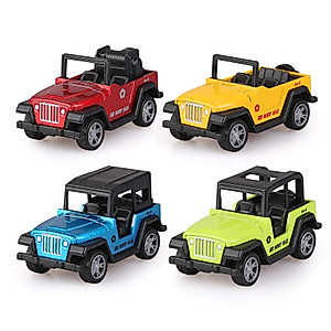 kramow Cars Toys Pull Back Vehicles, Model Vehicles Toy for Baby Toddler Boys Girls, 4 Pieces Pack