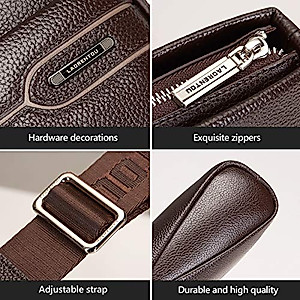 LAORENTOU Men's Genuine Leather Shoulder Bag, Business Crossbody Bag for Men Messenger Bags Leather Purse Men's Side Bags
