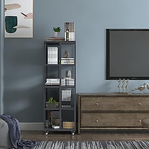 XYZTech Industial Style Shelving Open Shelves with Wheels Cold Rolled Steel Rolling Shelf 4-Tier Display Rack Shelf Unit on 360° Casters