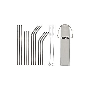 IFUNiD Reusable Stainless Steel Straws 12pcs Set with 2pcs cleaning brushes various size straws for various liquids for a safer earth.