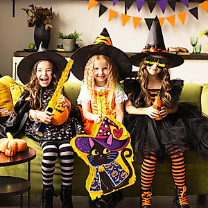 Halloween Pinata Black Cat Pinata for Kids and Adults Halloween Black Cat in Witch Cloak Pinata with Stick and Blindfold for Halloween Theme Party Decoration, Cute and Spooky Halloween Party Supplies