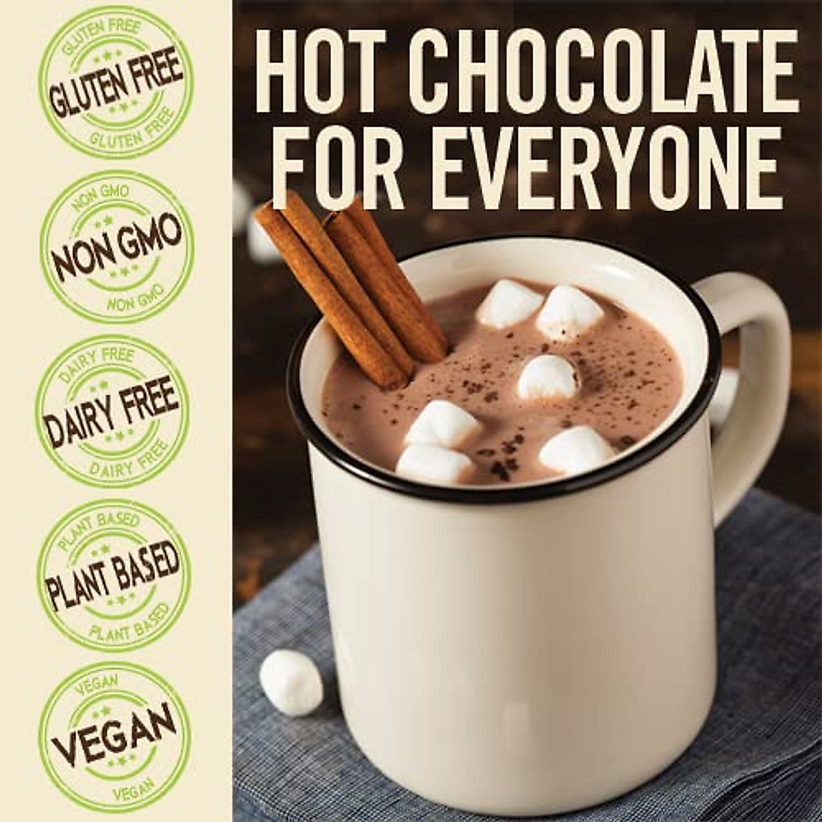 Castle Kitchen Double Dutch Dark Chocolate Premium Hot Cocoa Mix - Dairy-Free, Vegan, Plant Based, Gluten-Free, Non-GMO Project Verified, Kosher - Just Add Water - 14 oz