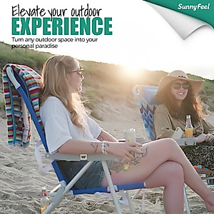 SUNNYFEEL Oversized Tall Folding Beach Chair Lightweight, 17" Portable Sand Chair for Adults Heavy Duty 500 LBS with Cup Holders, Foldable High Camping Lawn Chairs for Camp/Outdoor/Picnic/Sports