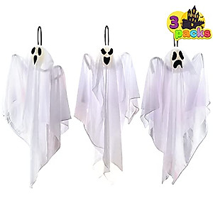 JOYIN 3 Pack Halloween Party Decoration 25.5" Hanging Ghosts, Cute Flying Ghost for Front Yard Patio Lawn Garden Party Décor and Holiday Decorations