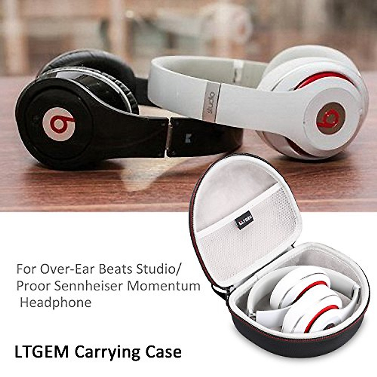LTGEM Headphone Case for Beats Studio3/Solo3/Solo2/Solo Pro Wireless On-Ear Headphones - Travel Carrying Storage Bag(Case Only)