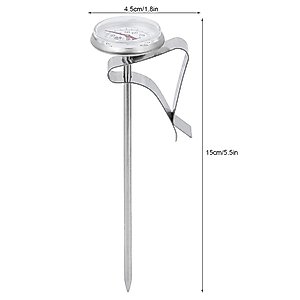 Dial Thermometer, Instant Read Multi-Purpose Thermometer with Clip for Milk, Beverage, Steaming, Coffee((Short Type))