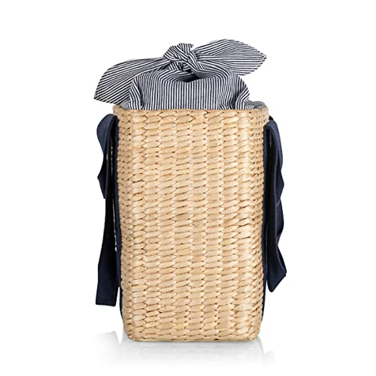 PICNIC TIME - Parisian Picnic Basket - Seagrass Picnic Basket, (Beige with Navy Blue Accents)