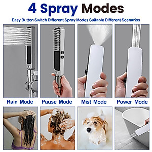 13" Dual Rainfall Shower Head with Handheld Spray Combo, 3 Settings Shower Diverter, Massage Handheld Shower Wand, Adjustable Extension Arm, 71 Inches Extra Long Hose - Polished Chrome