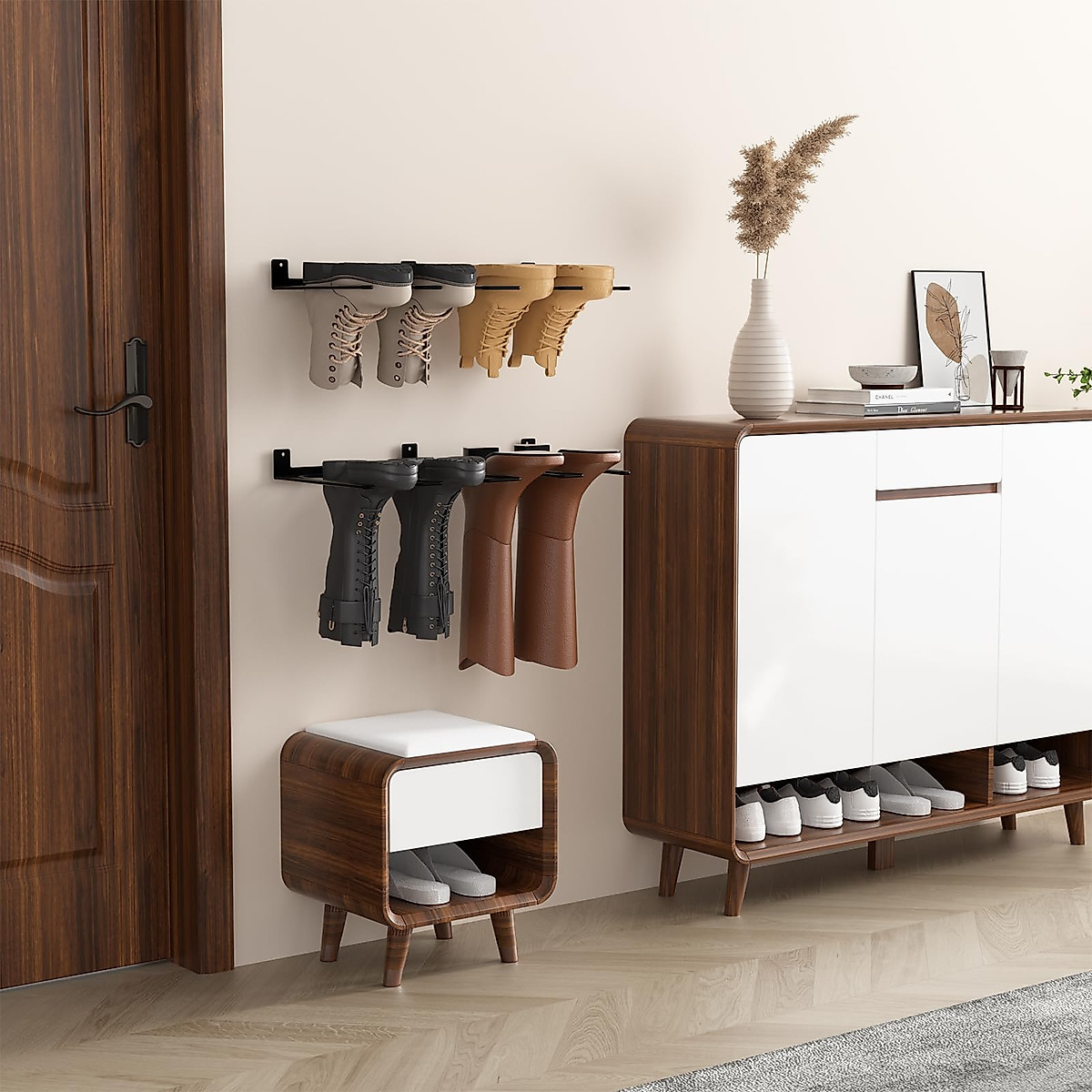 ORLESS Wader Hangers 4-Pair Boot Rack Garage Storage, Cowboy Boot Holder, Metal Wire Organizer for Entryway