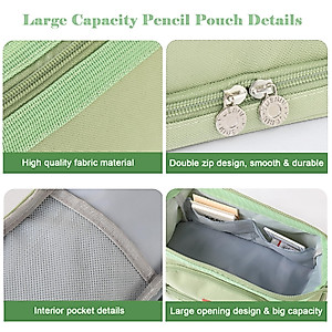 JECCYE Big Capacity Pencil Case, Double Layer Large Pencil Pouch Pen Box Bag - Back to School Supplies for Teen Girls Boys, Aesthetic Cute Pencil Cases Holder Organizer for Student Kids - Green