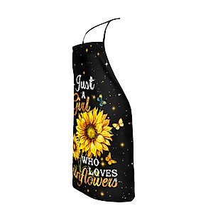 Just A Girl Who Loves Sunflower Aprons Cute Floral Apron for Women Waterproof