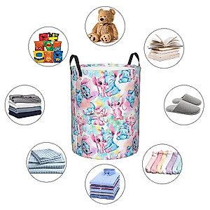 VLHENCD Cartoon Laundry Basket with Handles, Waterproof Laundry Hamper Organizer Basket for Clothes Toys Medium