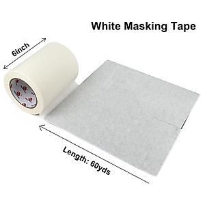 BOMEI PACK Wide Painters Tape 6 Inch, Crepe Paper General Purpose Wide White Masking Tape, 55 yds Length, Multi-Surface Adhesive Painting Tape, for Painting, DIY, Arts, Crafts, Labeling