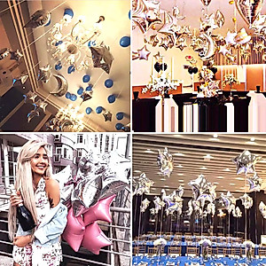 Owevvin 20 Pcs 18 Inch Silver Star Balloons, Aluminum Foil Balloon Mylar Balloon Metallic Balloons for Birthday, Wedding, Baby Shower, Party Decoration, Festive Décor