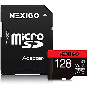 NexiGo 128GB Micro SD Card with Adapter, Ultra MicroSDXC UHS-I Memory Card, V10, A1, up to 100MB/s, Full HD, High-Speed Flash TF Card for Nintendo-Switch Smartphone Tablet PC Drone Camera