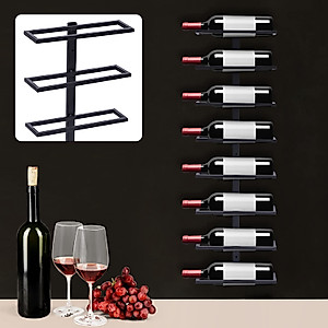 LYNICESHOP 8 Bottle Wall Mounted Wine Rack Wine Bottle Rack Holder Storage Organizer, Center Frame Metal Wall Mount Wine Bottle Rack for Kitchen, Pantry, Dining Room, Bar, Wine Cellar