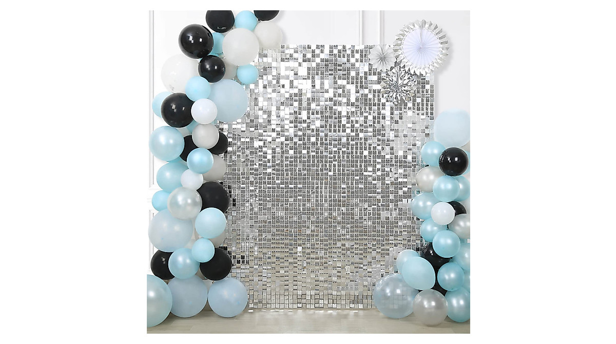 Silver Shimmer Backdrop Panels for Wedding & Events - 24 Pack