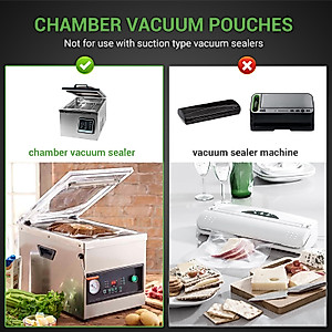 VTUUU Chamber Vacuum Sealer Bags 260 Quart size 8" x 12", Pint Size 6" x 10" For Vacuum Chamber Bags Pre-Cut Chamber Vacuum Bags- BPA-Free -Heavy Duty Chamber Machine Pouches