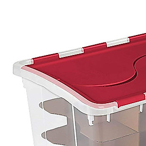 Sterilite 48 Quart Clear Stackable Holiday Christmas 45 Ornament Storage Box with Lid (12 Pack)