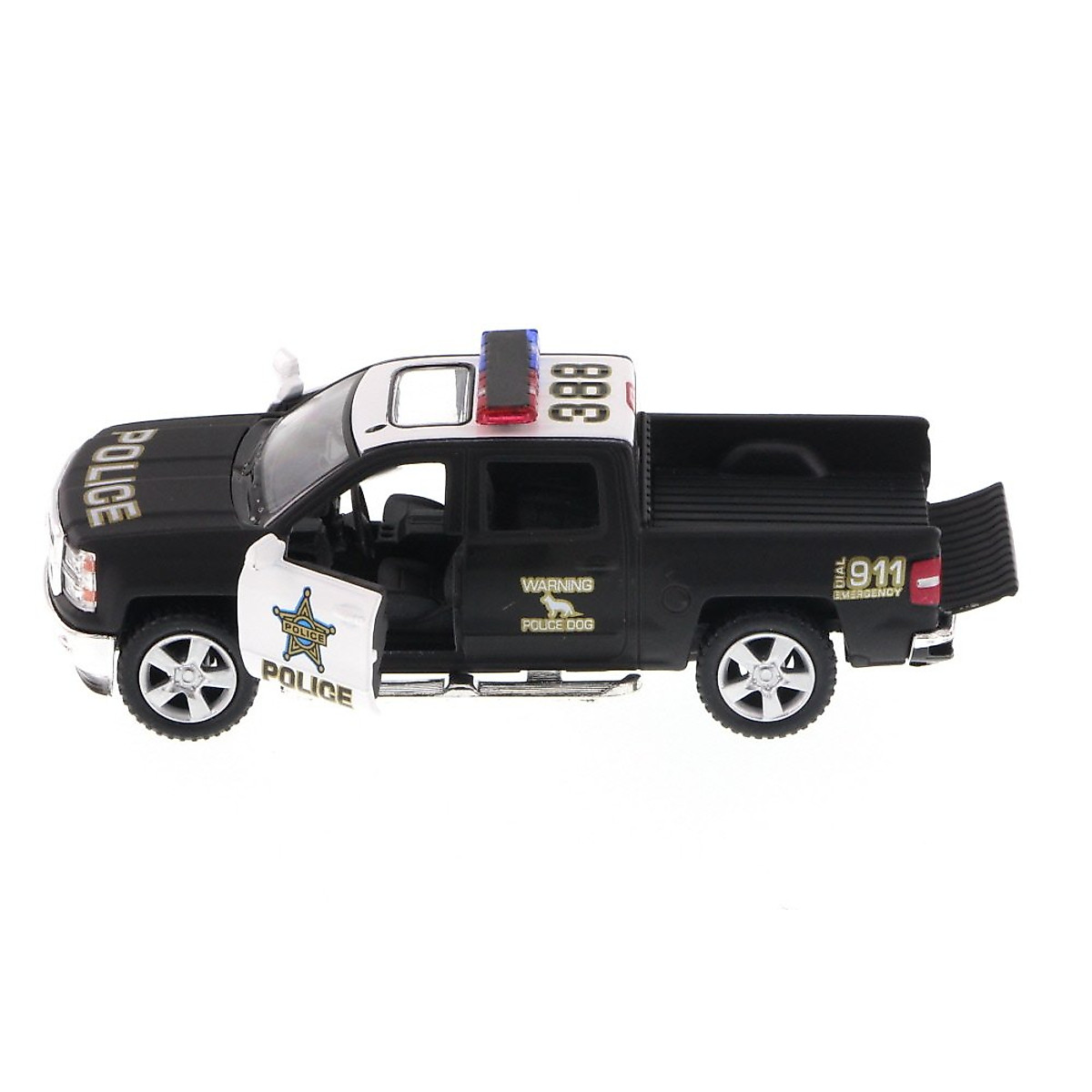 KiNSMART 2014 Chevrolet Silverado LTZ Crew Cab 4x4 1:46 Scale 5 Inch Diecast Metal Model Pick-up Interceptor Truck Police K9 Unit