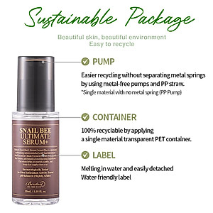 BENTON Snail Bee Ultimate Serum Plus 35ml (1.18 fl.oz.) - Snail Secretion Filtrate, Bee Venom, Tea Tree Leaf Water Contained Skin Nourishing & Soothing Facial Serum for Sensitive, Dry Skin