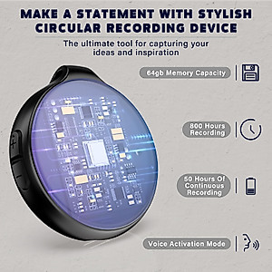 Ajunbee 64GB Voice Recorder, Voice Activated Recorder with 800 Hours Recording Capacity and 60 Hours Long Battrey Time, Audio Noise Reduction with Playback, for Lectures, Meetings, Interviews