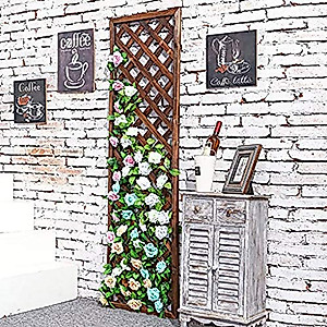 QBZS-YJ Brown Wood Garden Trellis for Climbing Plants Wall-Mounted Rustic Greenes Fence Decorative Lattice Border Fence