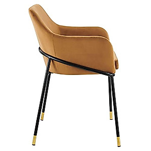Modway Jovi Performance Velvet Dining Armchair in Black Cognac