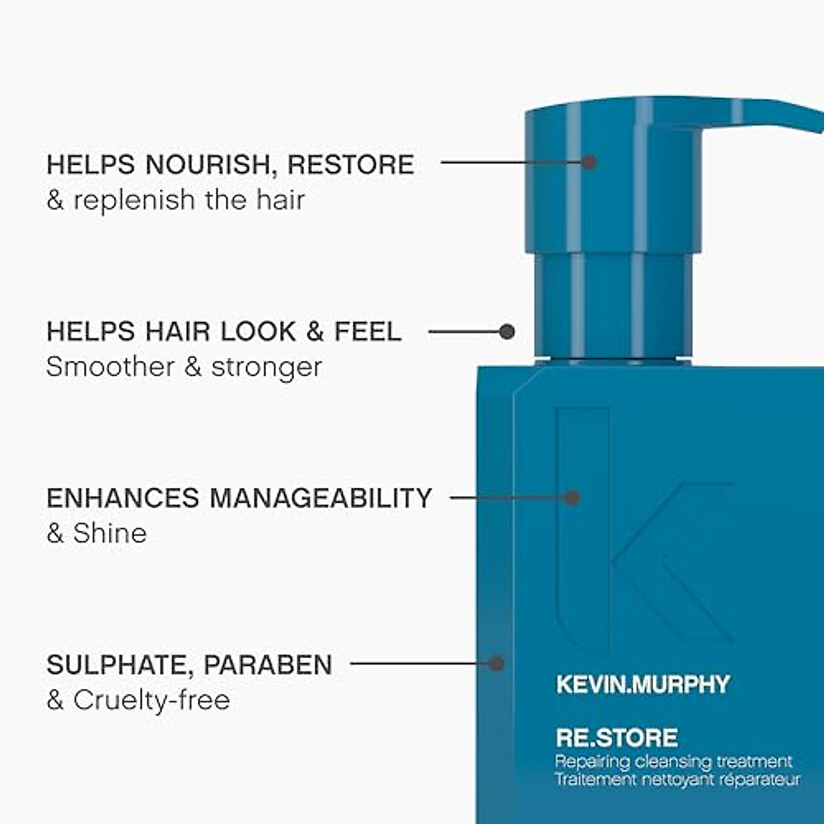 KEVIN.MURPHY RE.STORE - Cleansing Treatment - For Dry, Damaged & Overprocessed Hair - Damaged Hair Repair - With Amino Acids & Fruit Enzymes - Sulphate Free Hair Care - 200 mL / 6.7 fl oz