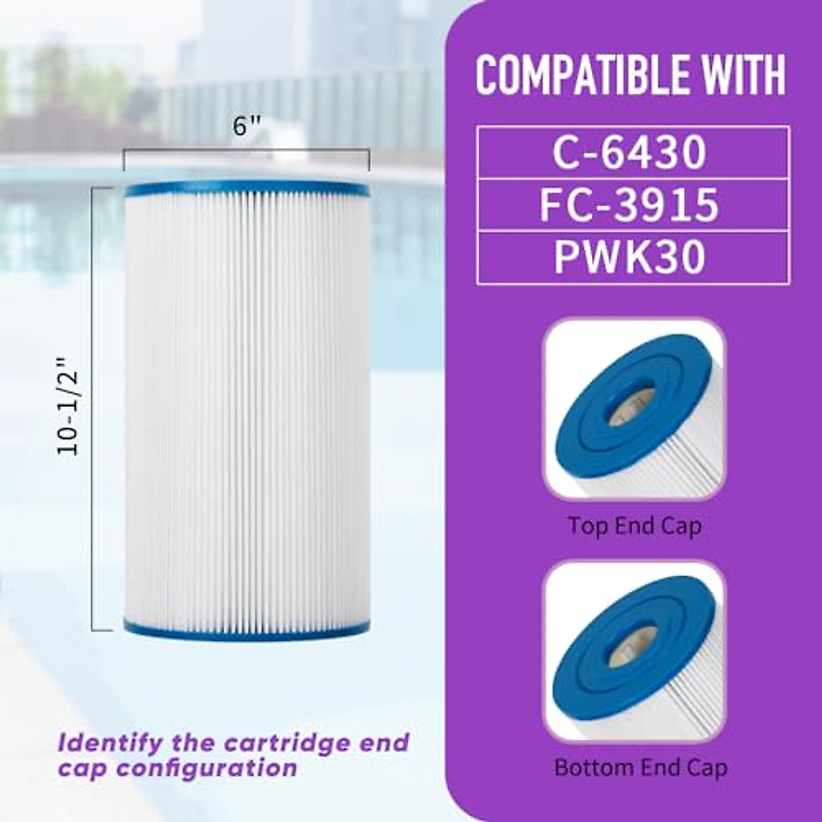 ZOTEE PWK30 Spa Filter Cartridge Replacement for Watkins 31489, C-6430RA,Darlly 60301,Filbur FC-3915,P/N0969601,71825,73178,73250,75401,Hot Spring Spa Filters,3 Pack