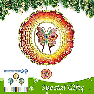 Butterfly Wind Spinners, Butterfly Gifts for Women Mom Grandma Wife, 12inch Large Metal Kinetic Wind Spinner, Hanging Wind Spinners Indoor Outdoor Decoration Decorations Ornaments