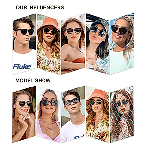 SOJOS Retro Round Polarized Sunglasses for Women Men Classic Vintage Sunnies SJ2069, Black/Grey