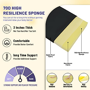 Sutteles Double Piping Bench Cushion,Resistant Bench Cushions for Outdoor Furniture,with Non-Slip Ties and Removable Cover,for Patio/Piano Bench Cushion (42x16x3, Black)