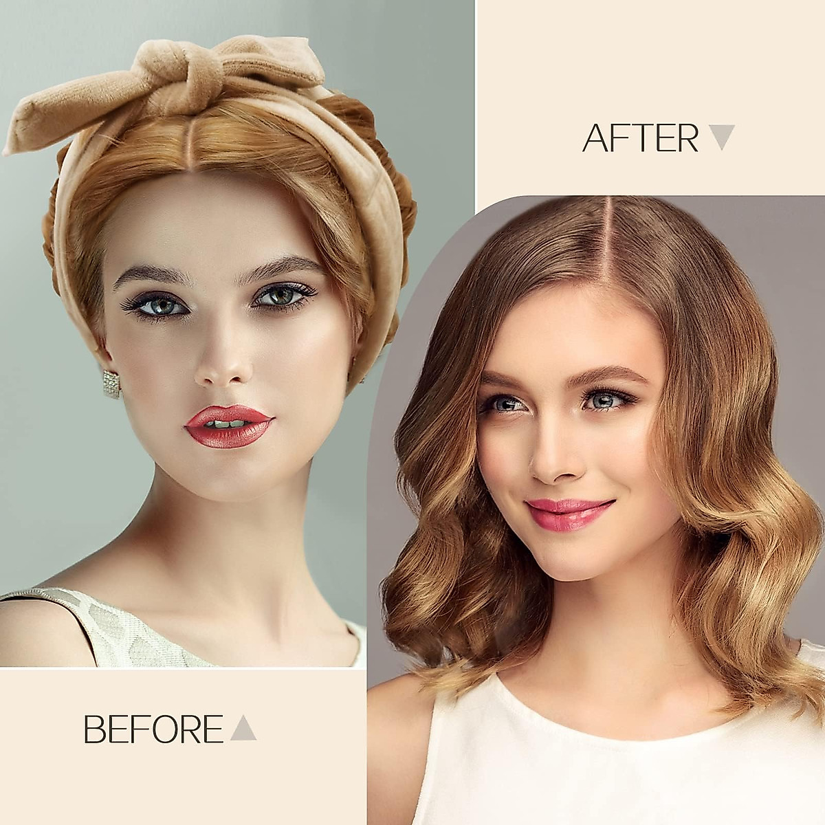 Fitifun No Heat Curling Headband - 61 Extra Long Velour Overnight Curlers for Long Hair (Beige)