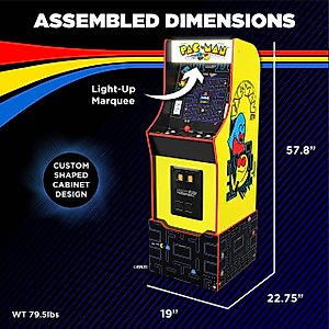 Arcade1UpBandai Namco Entertainment Legacy Edition Arcade Machine, 4-Foot —12-in-1 Pac-Man Arcade Game Machine for Home, 17” Color LCD Screen —Includes Custom Arcade Game Riserand Light-Up Marquee