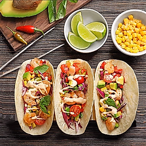 Taco Holders Set of 4 - Premium Large Taco Shells Plates Holds Up to 3 or 2 Tacos Each, Stainless Steel Very Hard and Sturdy, Dishwasher & Oven Safe