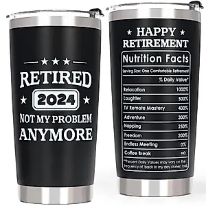 QTDS Retirement Gifts for Men 2024 - Best Funny Retirement Gifts for Teachers Coworkers Boss Doctors - Retired Gifts for Men, Humorous Happy Retirement Gifts, 20 Oz Retirement Coffee Tumbler Cup