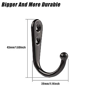 30 Pieces Large Wall Mounted Coat Hook Robe Hooks Cloth Hanger Coat Hanger Coat Hooks Rustic Hooks and 60 Pieces Screws for Bath Kitchen Garage Single Coat Hanger (Black)