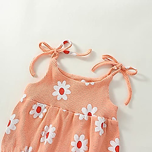 Baby Girl Dress Newborn Romper Floral Ruffle Princess Tutu Dress Summer(E Orange Pink Flower, 0-3 Months)